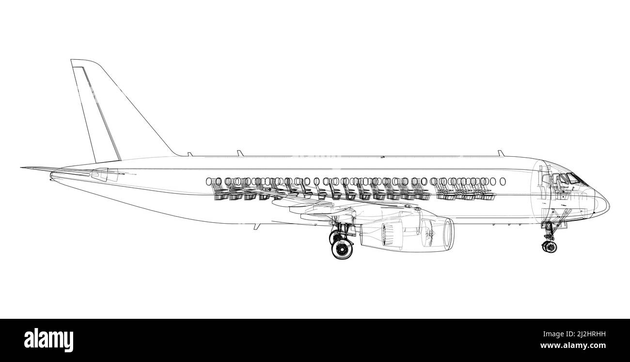 Airplane in wire-frame style. Vector Stock Vector Image & Art - Alamy