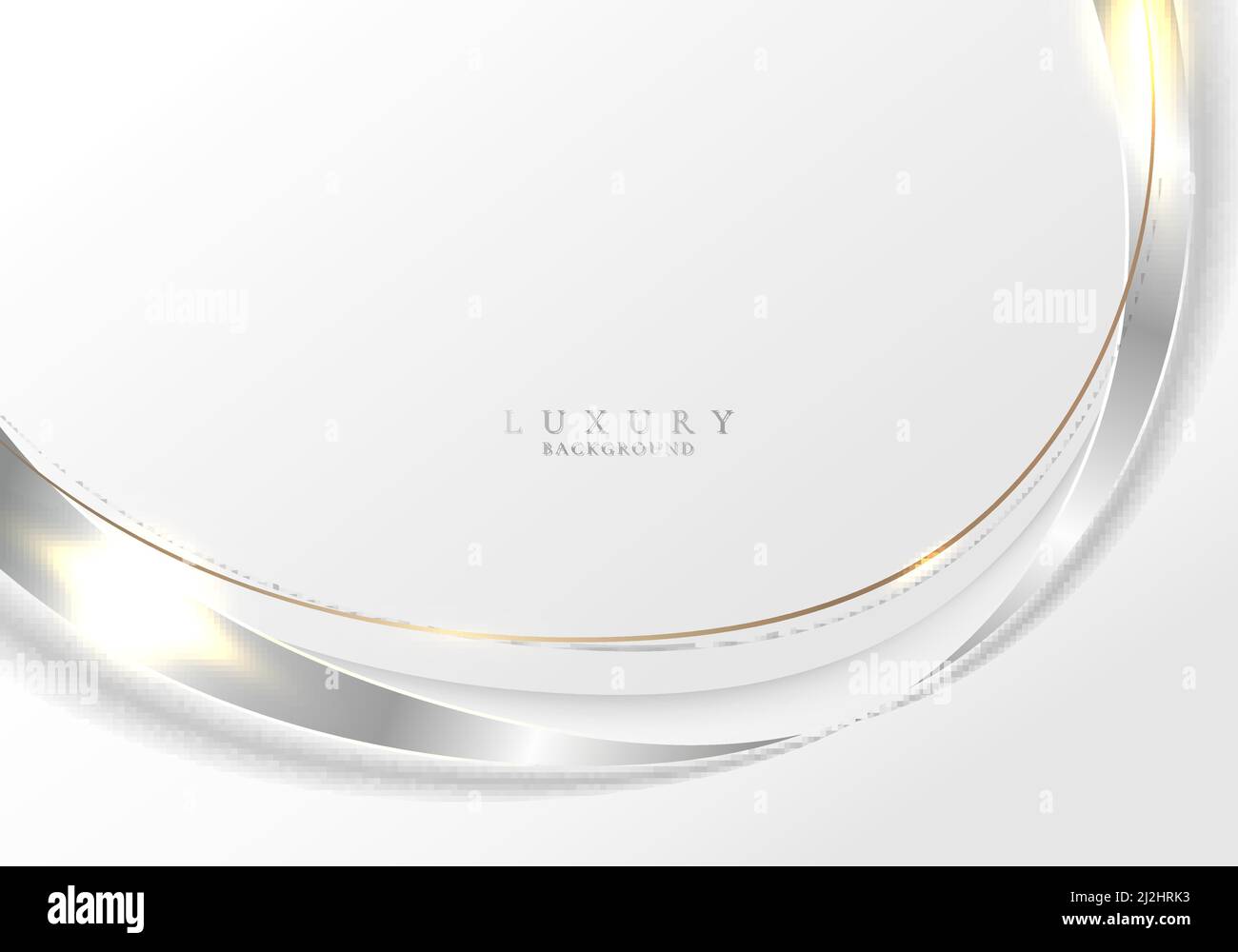 Abstract 3D elegant silver wave lines and lighting effect on white ...