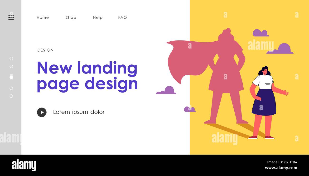 Happy brave woman with super hero shadow. Strong successful female ...