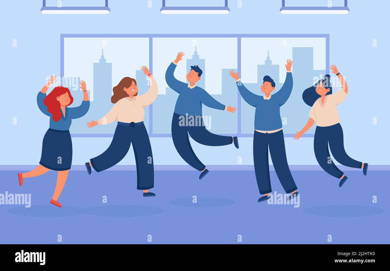 Happy team of business people jumping, celebrating victory. Joy of ...