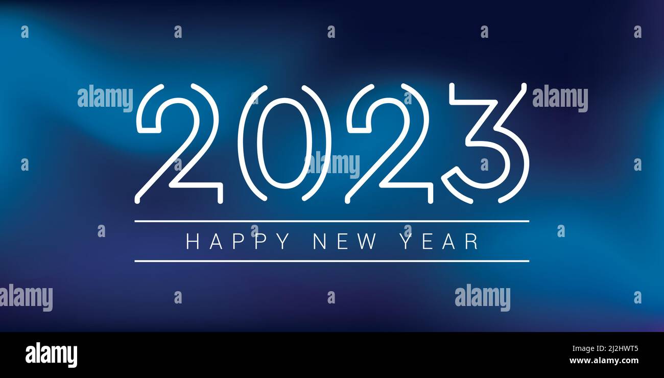 happy new year blue holiday background 2023 with golden typography ...