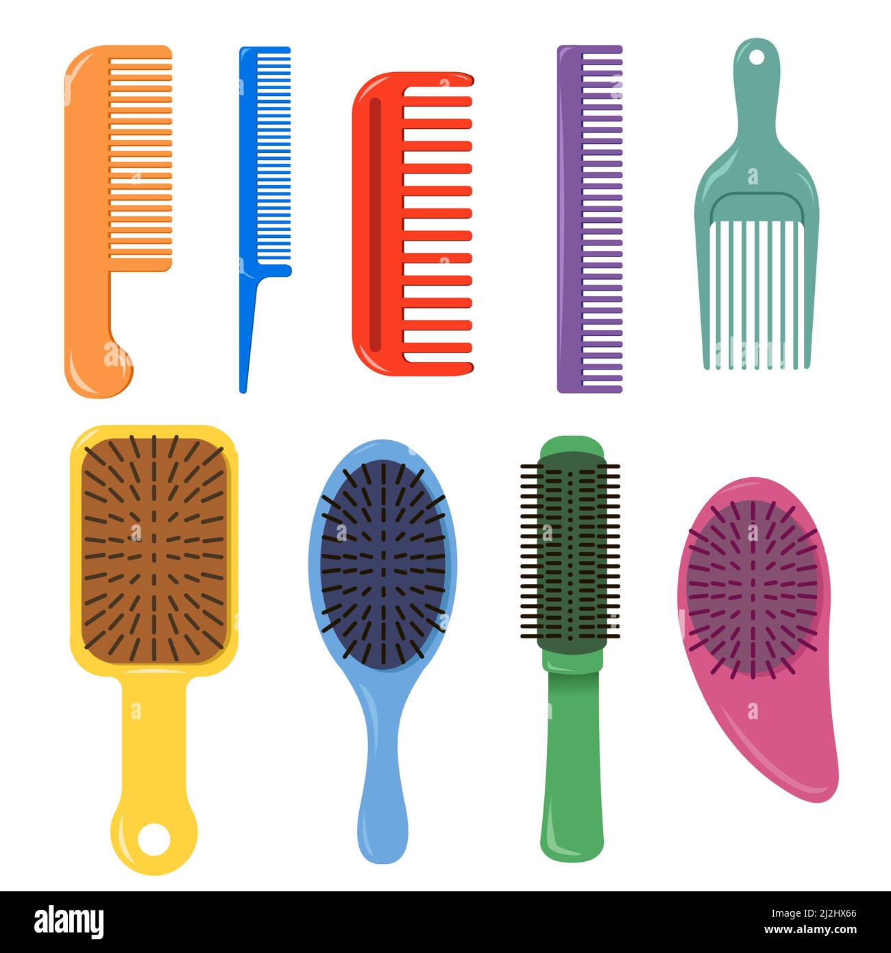 Plastic combs and professional brushes for hair styling. Different ...