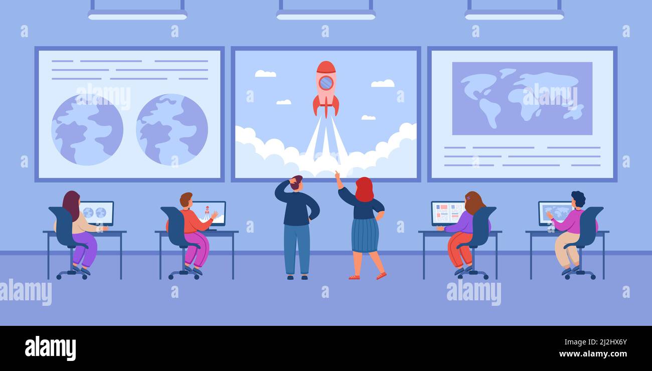 Satellite control room Stock Vector Images - Alamy