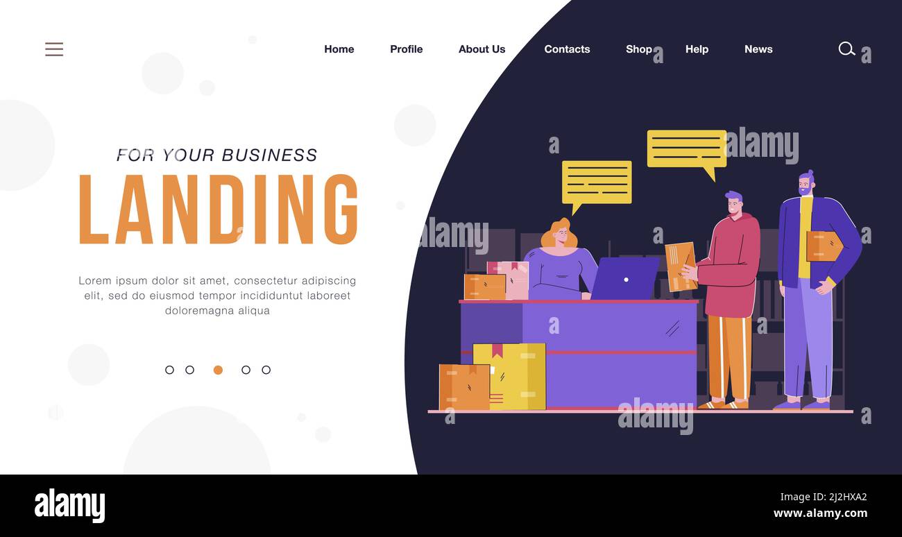 Post office vector illustration. Delivery service employee giving ...