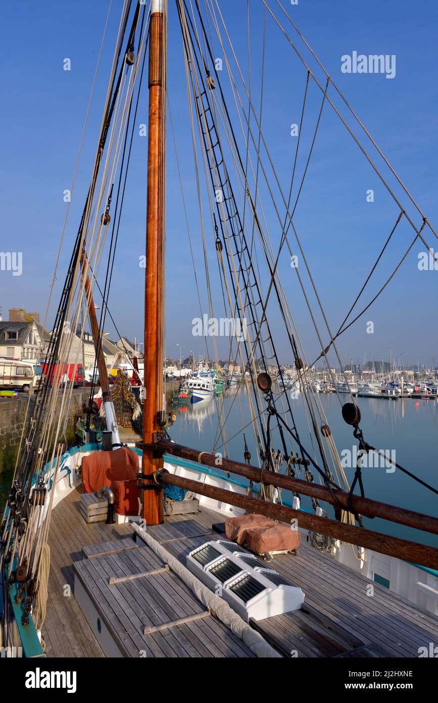 Ship in the port of Saint-Vaast-la-Hougue, a commune in the peninsula ...