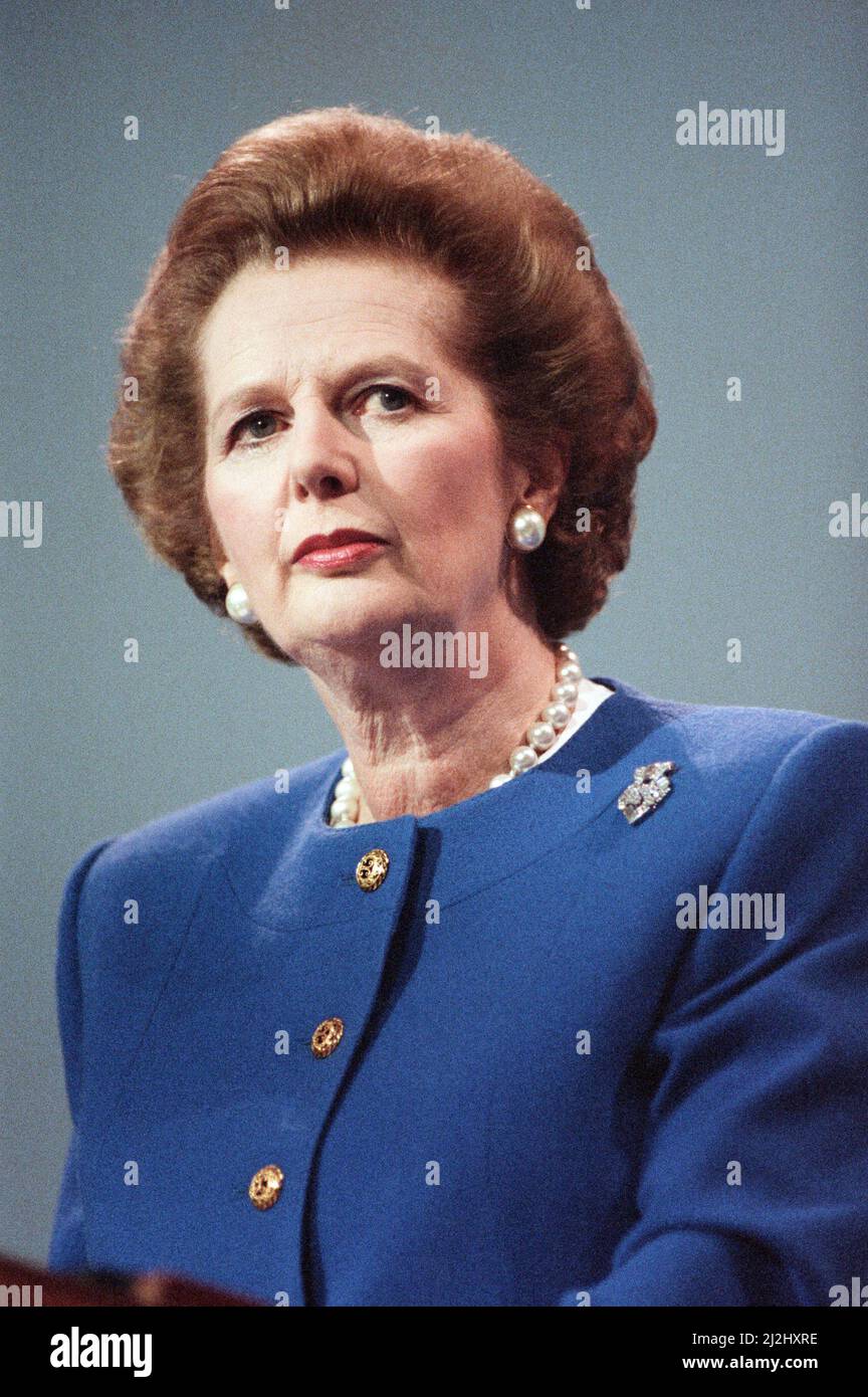 Prime Minister Margaret Thatcher Speaking At The Conservative Party