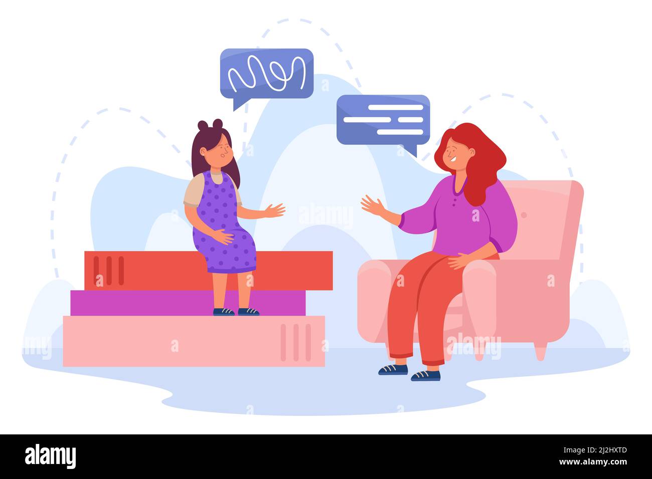 Speech language pathologist flat vector illustration. Happy female ...