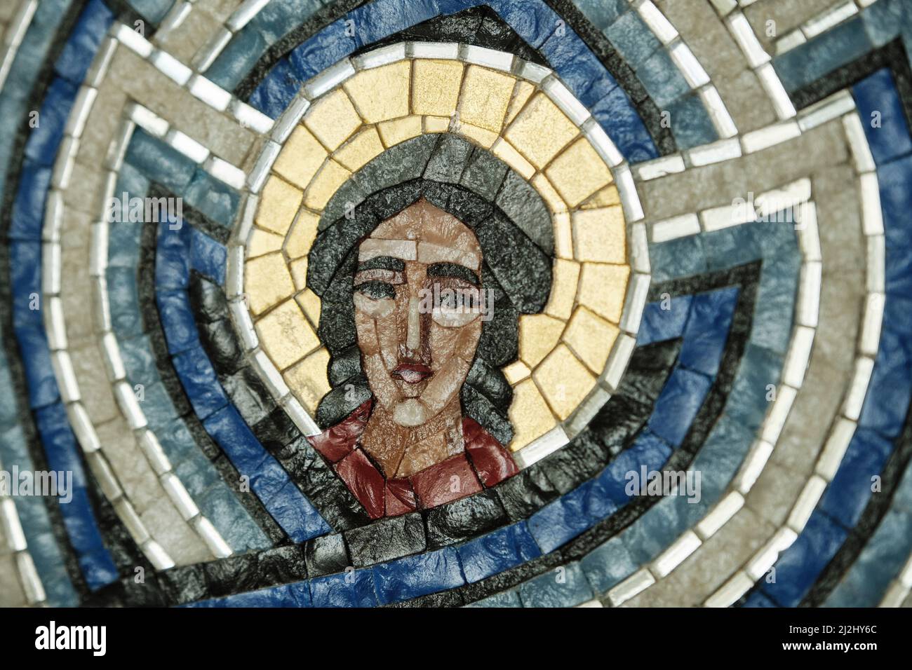 Mosaic artwork of angel. Archangel with wings. Angel of God is an icon ...