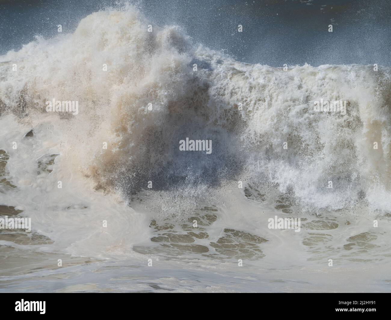 Powerful nature, closeup wild white water ocean wave, big surf ...