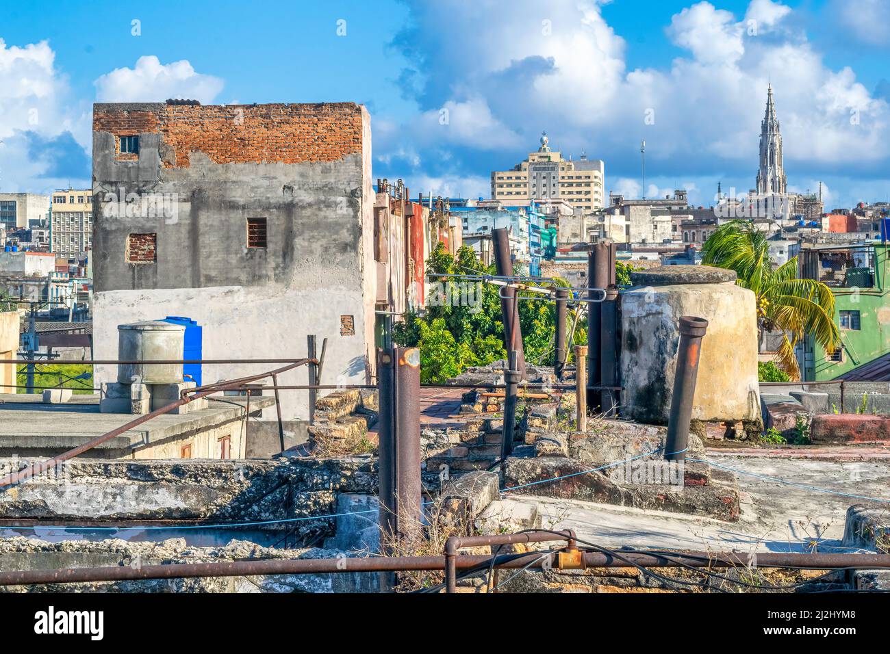 Run-down rooftops compared famous landmarks. In the distance, the ...
