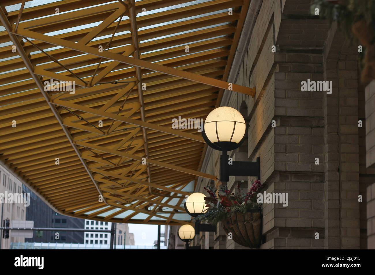 The contemporary steel awning overhang in front of Chicago's Ogilvie ...