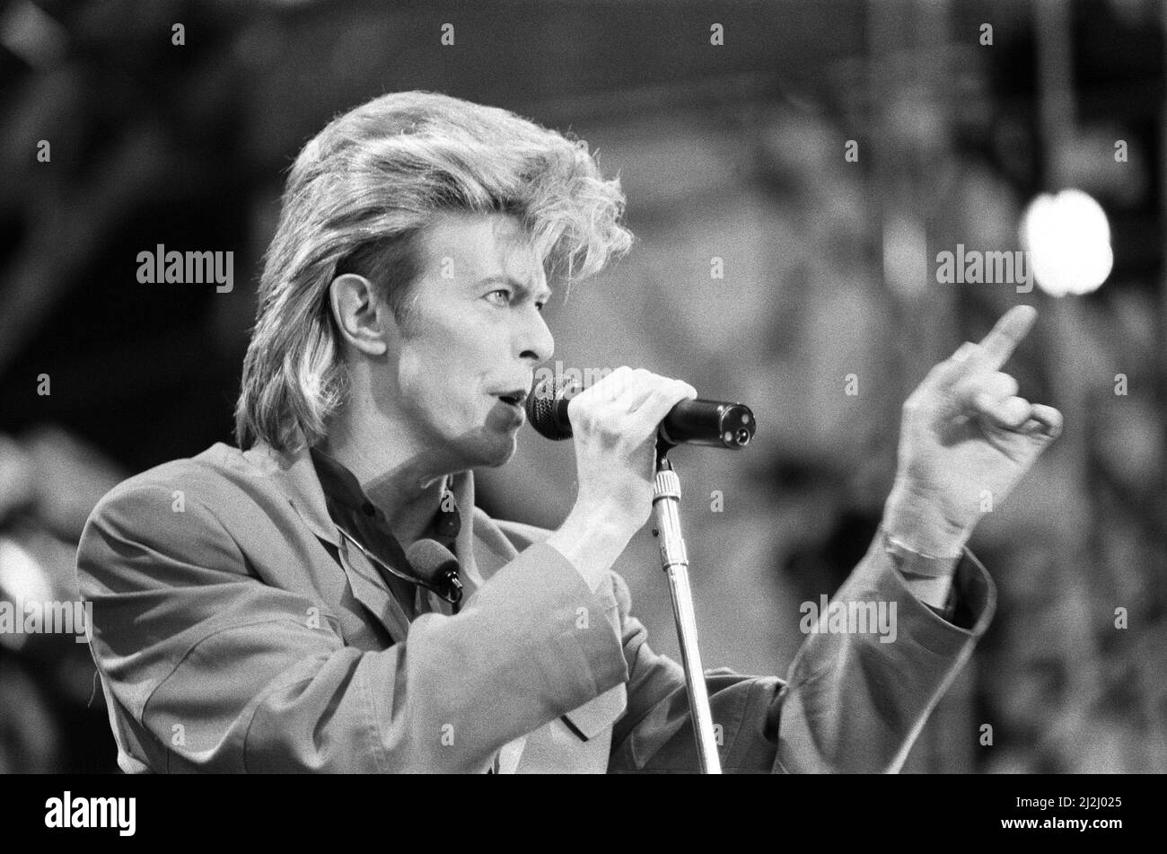 British pop singer David Bowie performing on stage at Wembley.20th June ...