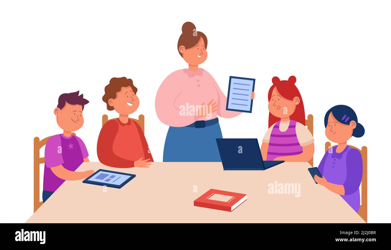 Tablets classroom students group Stock Vector Images - Alamy