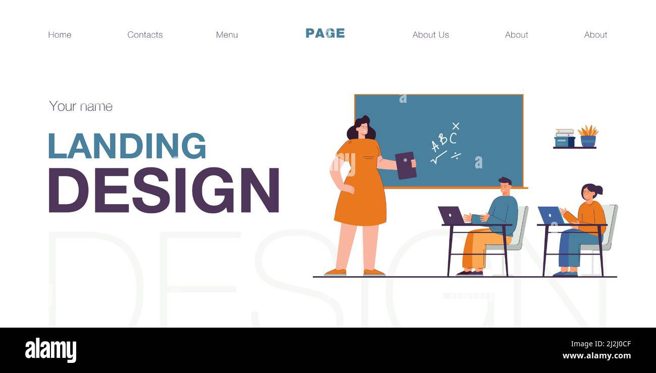 Children using gadgets during math lesson in classroom. Flat vector ...