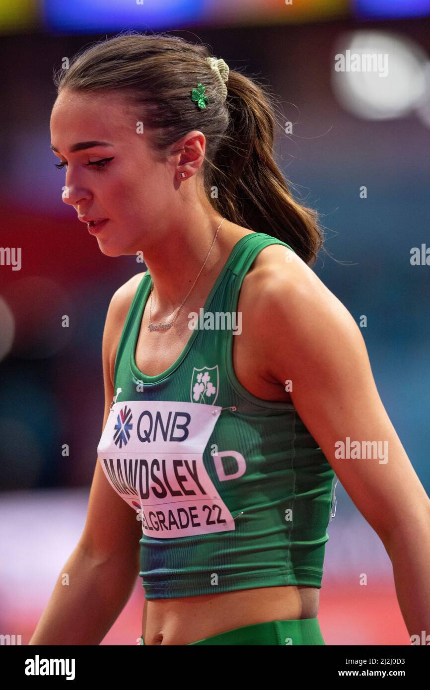 Sharlene Mawdsley IRL running the third leg of the women’s relay heats ...