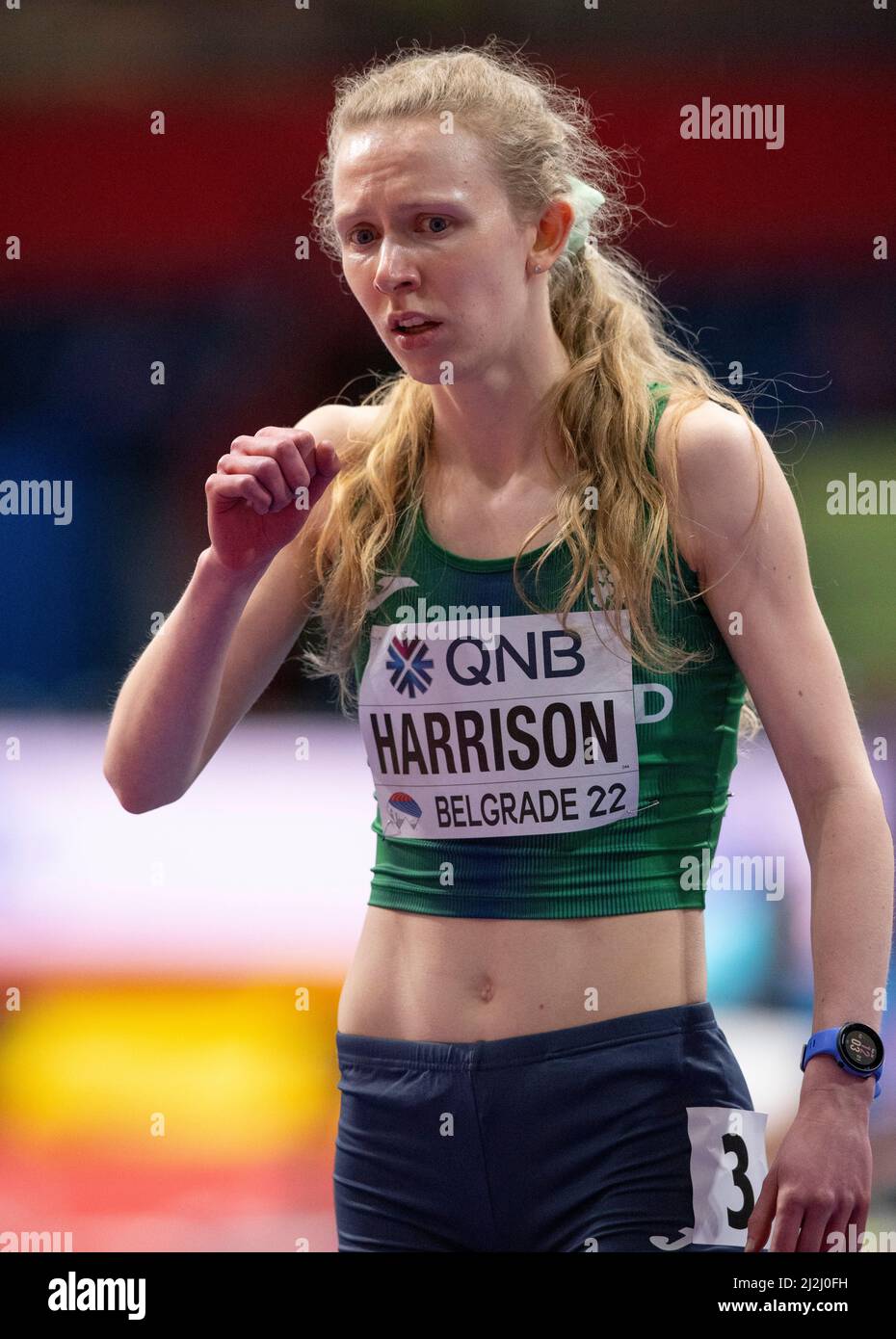Roisin Harrison IRL running the second leg of the women’s relay heats ...