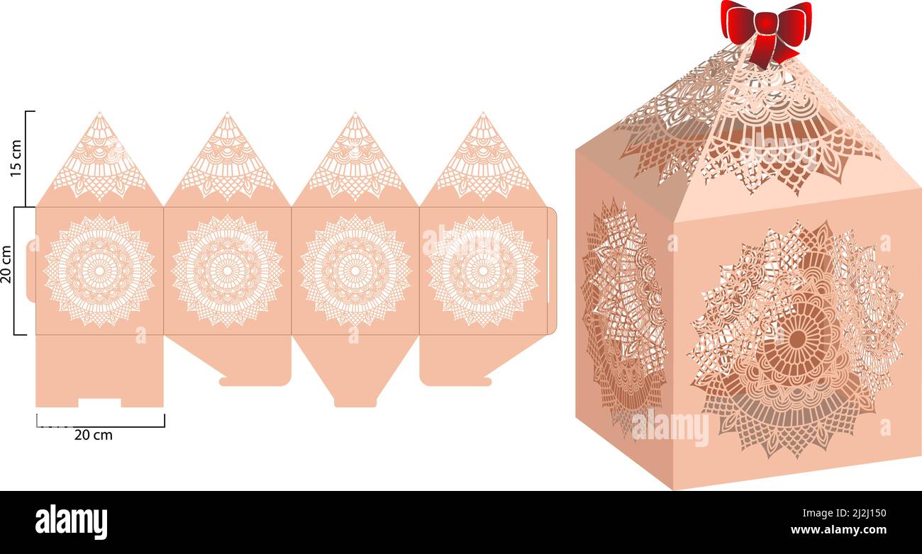 Mandala patterned box. Ethnic decorative elements. Laser cut box ...