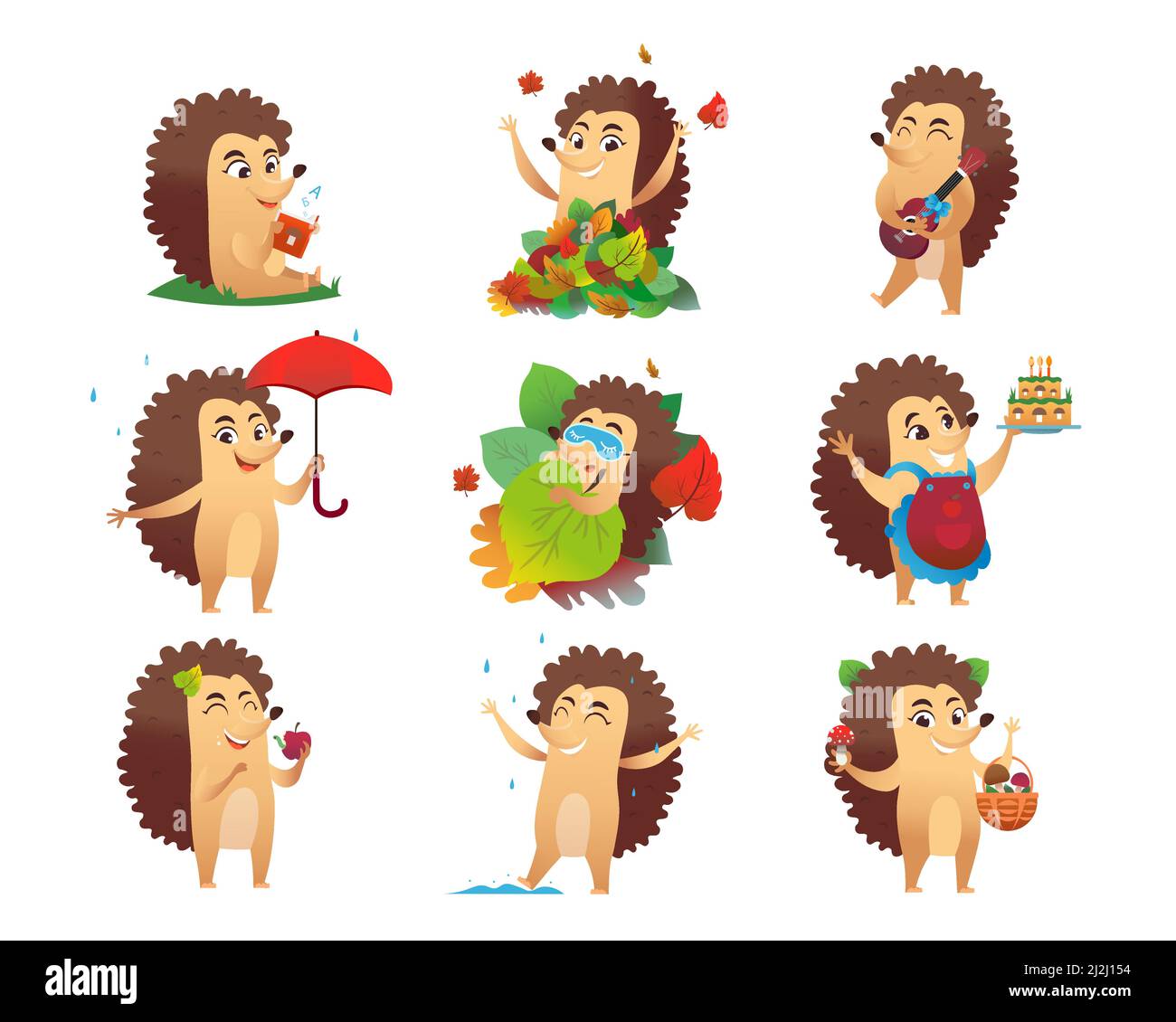 Cute hedgehog apple set Cut Out Stock Images & Pictures - Alamy
