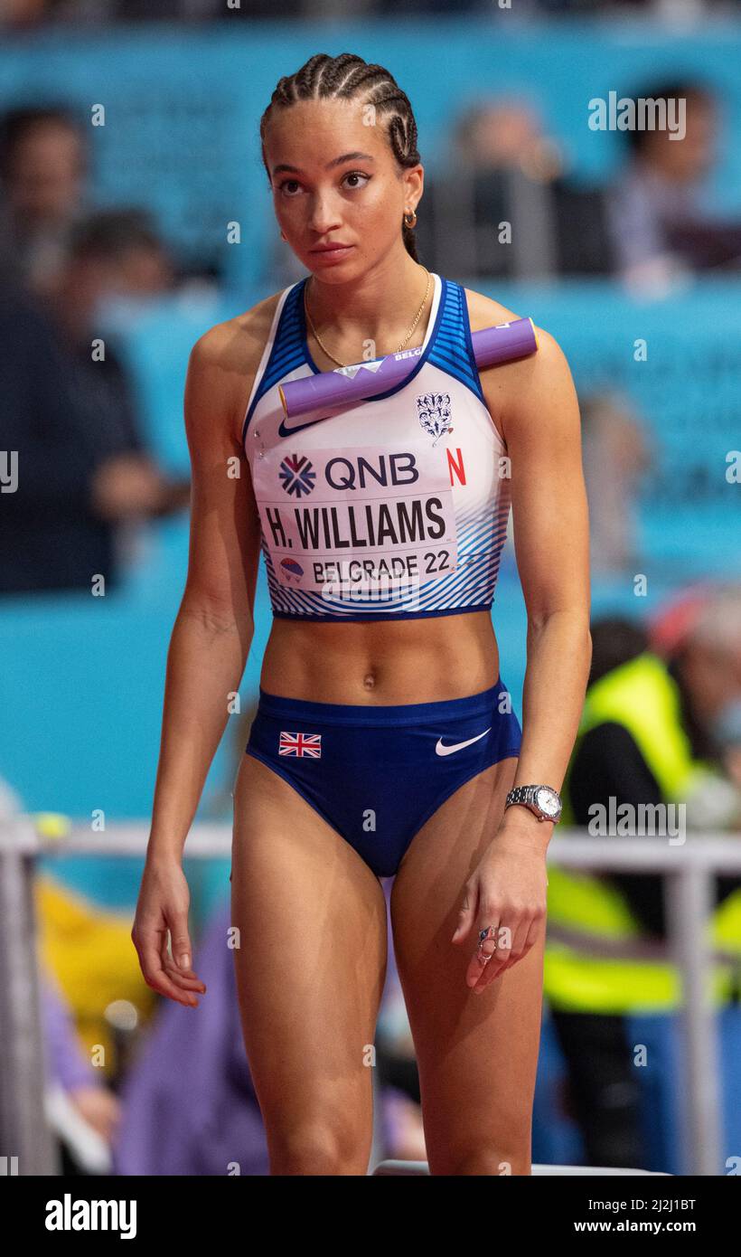 Hannah Williams GB & NI running the first leg of the women’s relay final’s on Day Three of the ...