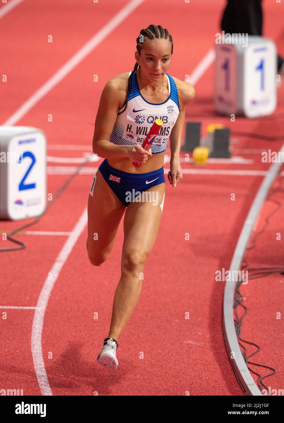 Hannah Williams GB & NI running the first leg of the women’s relay ...