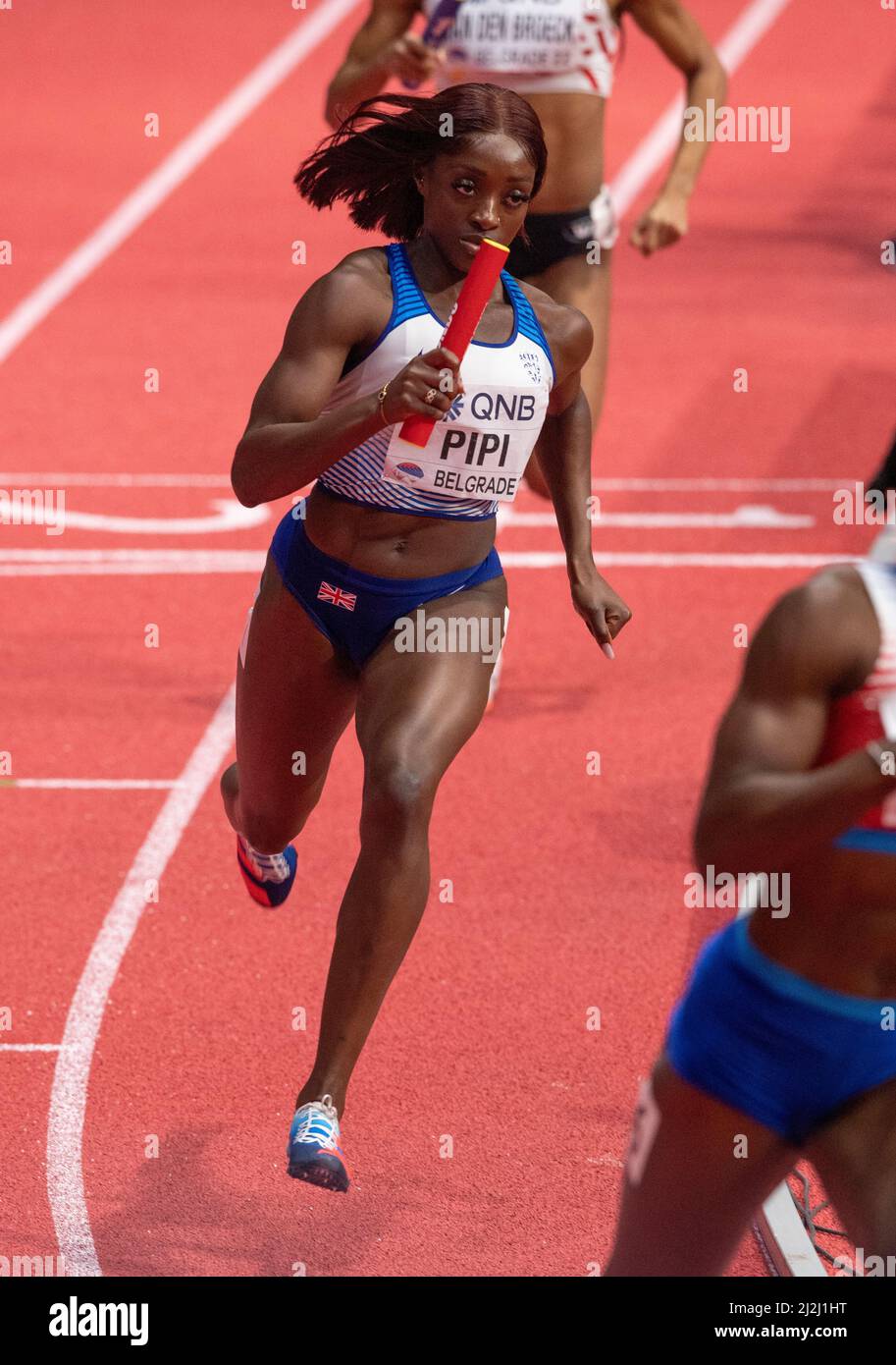 Ama Pipi GB & NI running the second leg in the women’s relay final’s on Day Three of the World ...