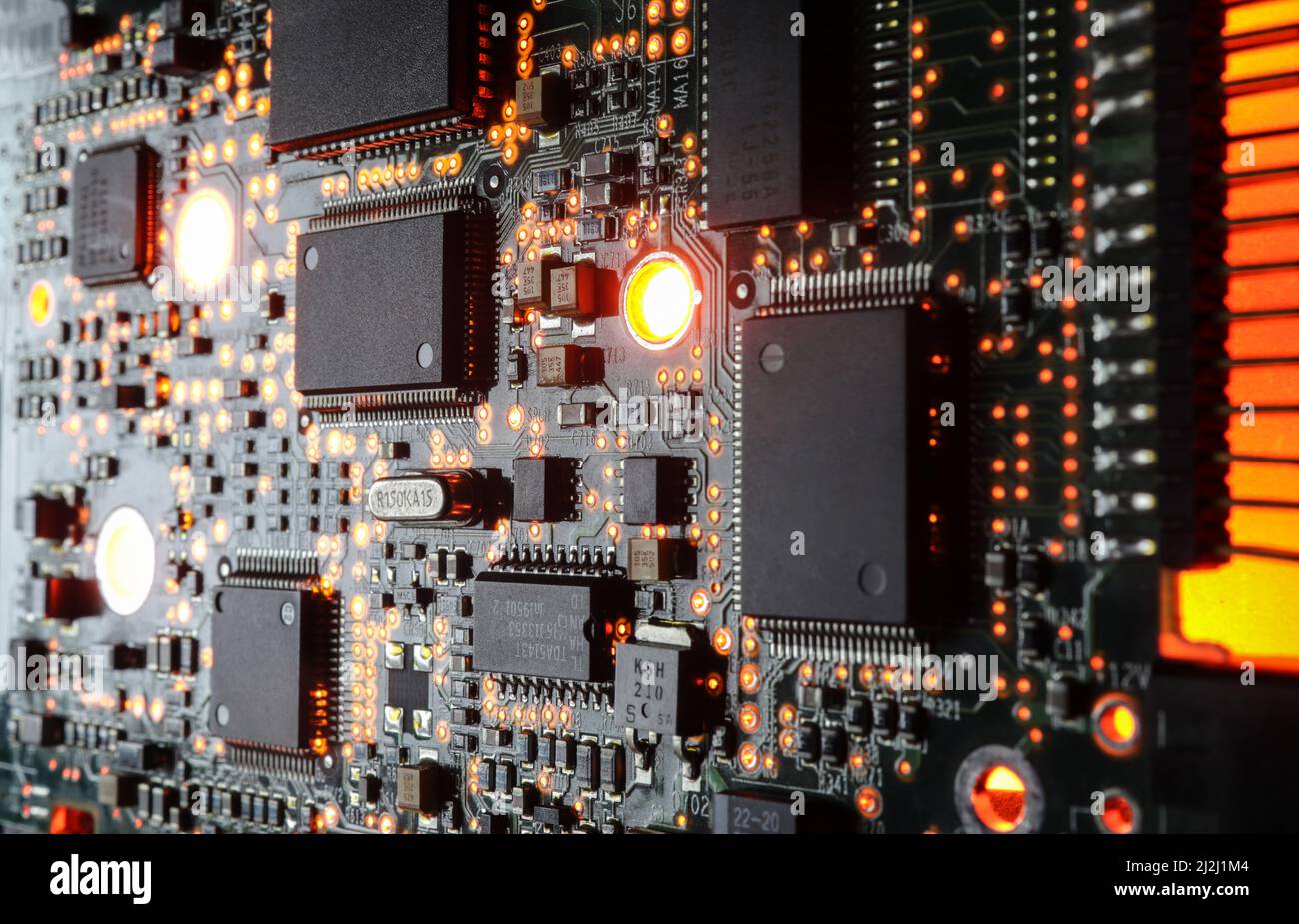 Computer Microchips and Processors on Electronic circuit board ...