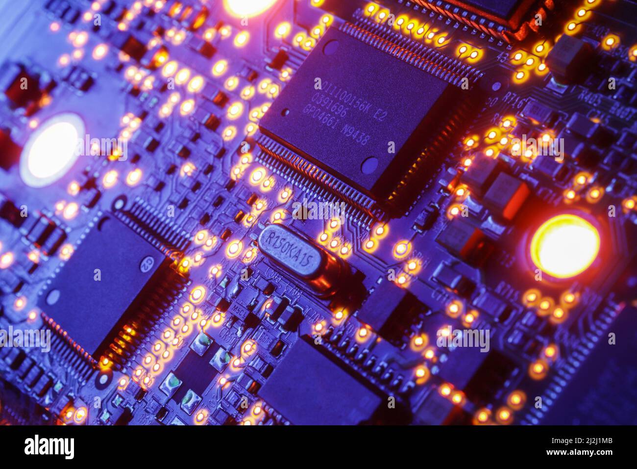 Computer Microchips And Processors On Electronic Circuit Board Computer Hardware Technology