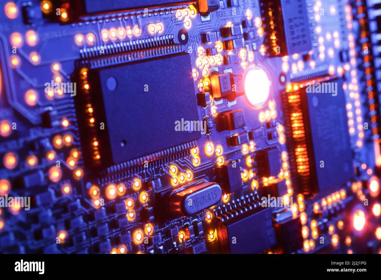Computer Microchips and Processors on Electronic circuit board ...