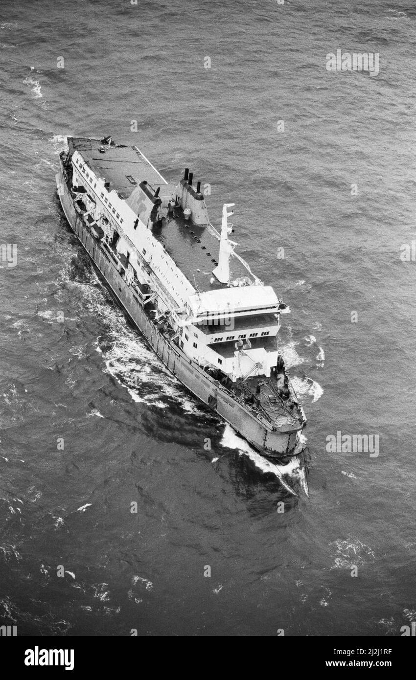 The wreckage of the Herald of Free Enterprise, which capsized at ...