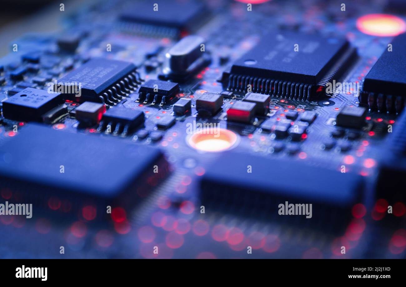 Computer Microchips and Processors on Electronic circuit board ...