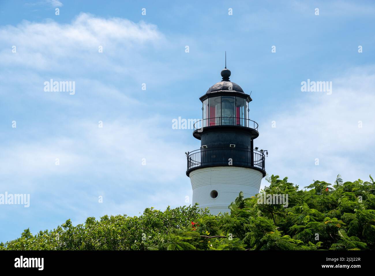 The Key West Light House peaking over a tree canopy Stock Photo - Alamy