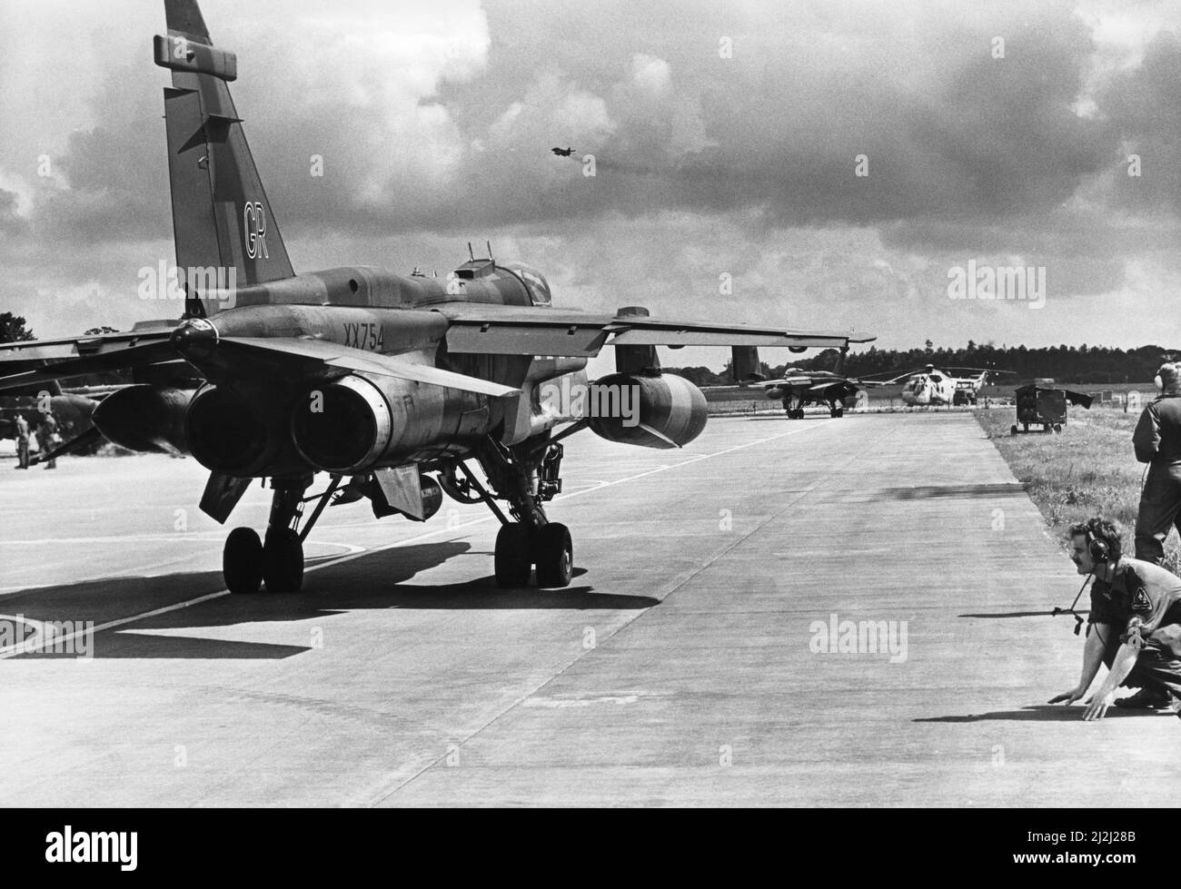 SEPECAT Jaguar GR3A's of 54 Squadron seen here taxi-ing to the runway ...