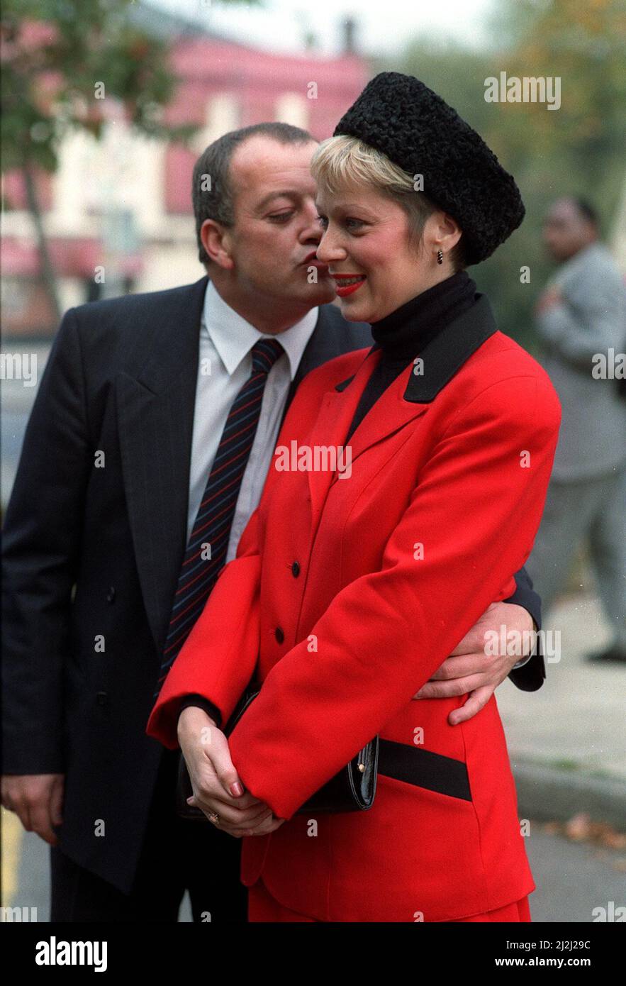 Tim Healy actor at wedding to Denise Welch Stock Photo - Alamy
