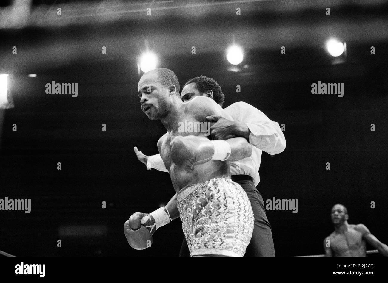 WBC and IBF, welterweight title fight between Lloyd Honeyghan and ...