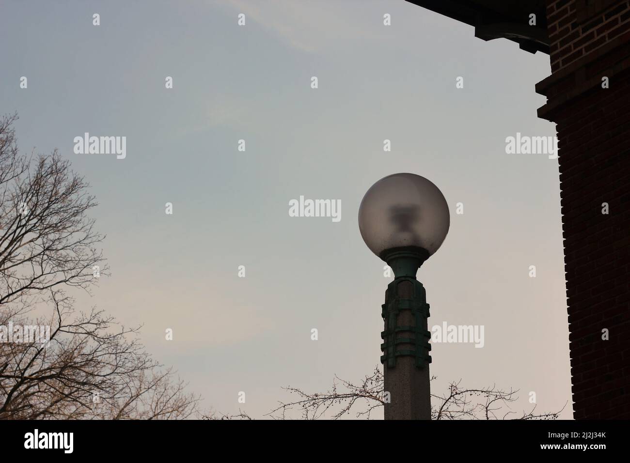 A glass bulb street lamp standing in the park Stock Photo - Alamy