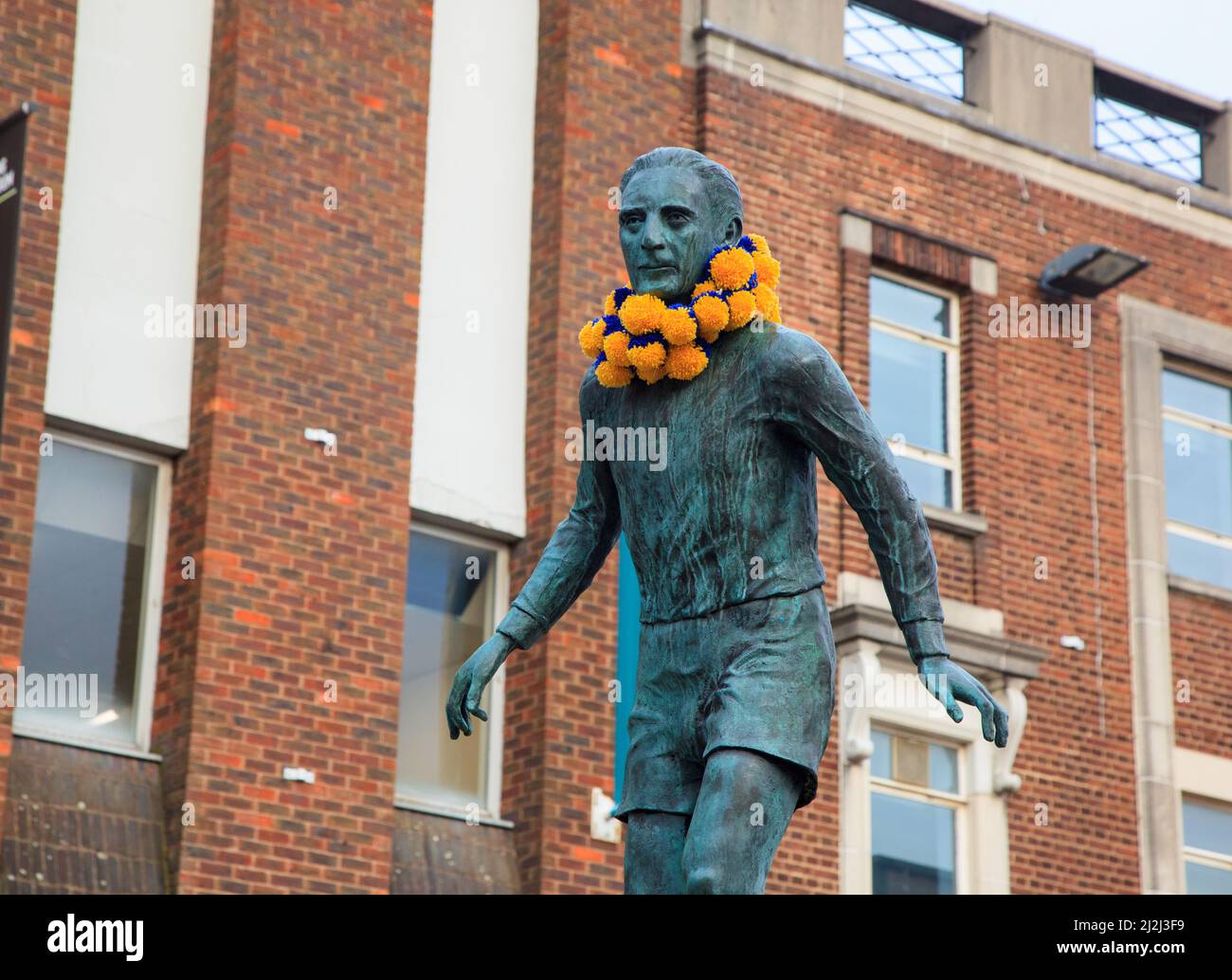 A Statue of Sir Stanley Matthews near the Potteries in Hanley with ...