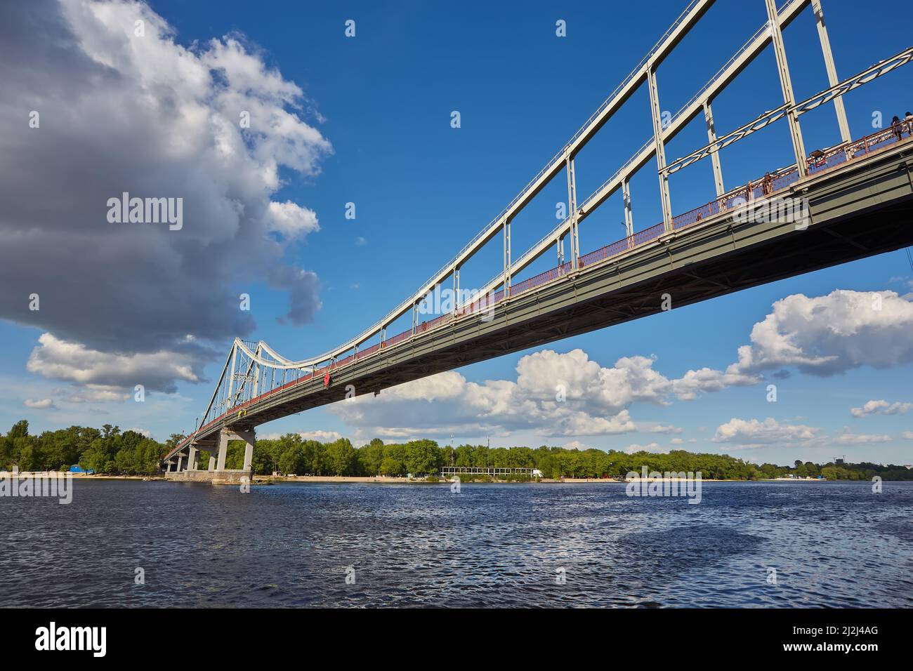 Evening, Pedestrian bridge, Kiev Ukraine. Copy space for text Stock ...