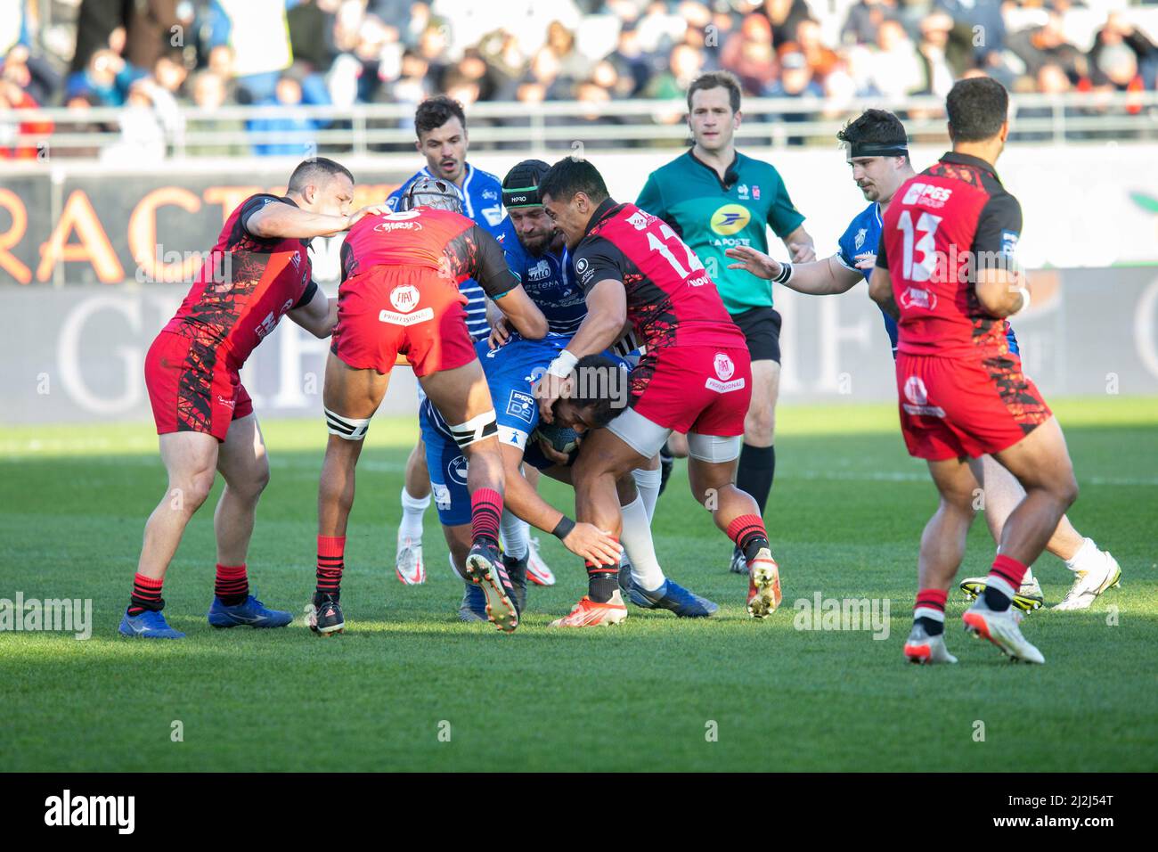 Patrick Leafa of Vannes and Alexandra Fagasoaia Luatua of Rouen during ...