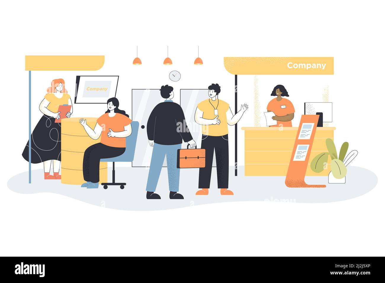 Business exhibition with visitors and expo workers. People visiting ...