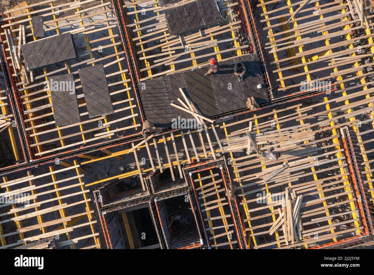 Top view of the construction of the upper floor Stock Photo - Alamy