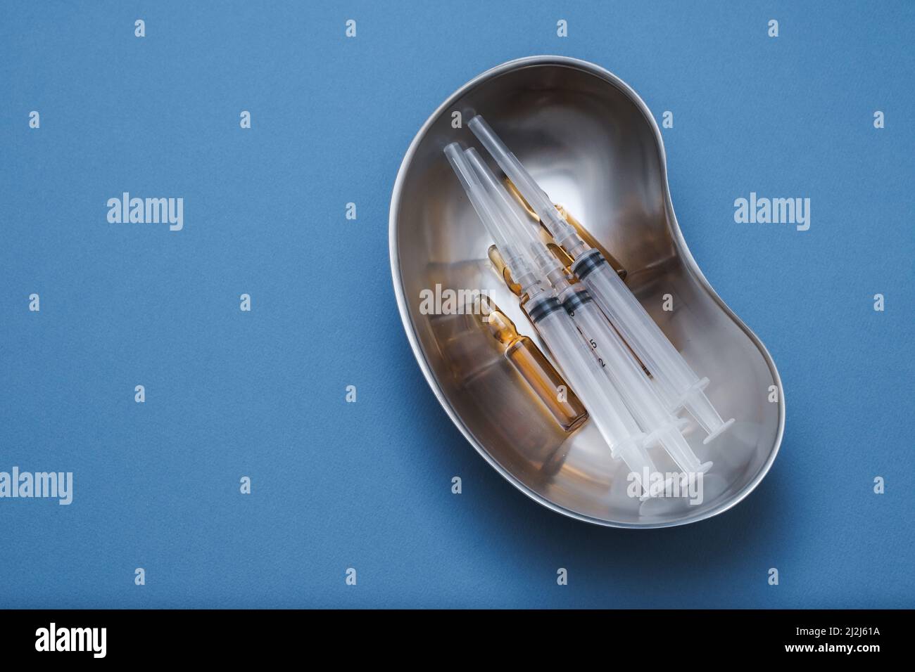 The concept of medical equipment in the laboratory. Ampoules and ...