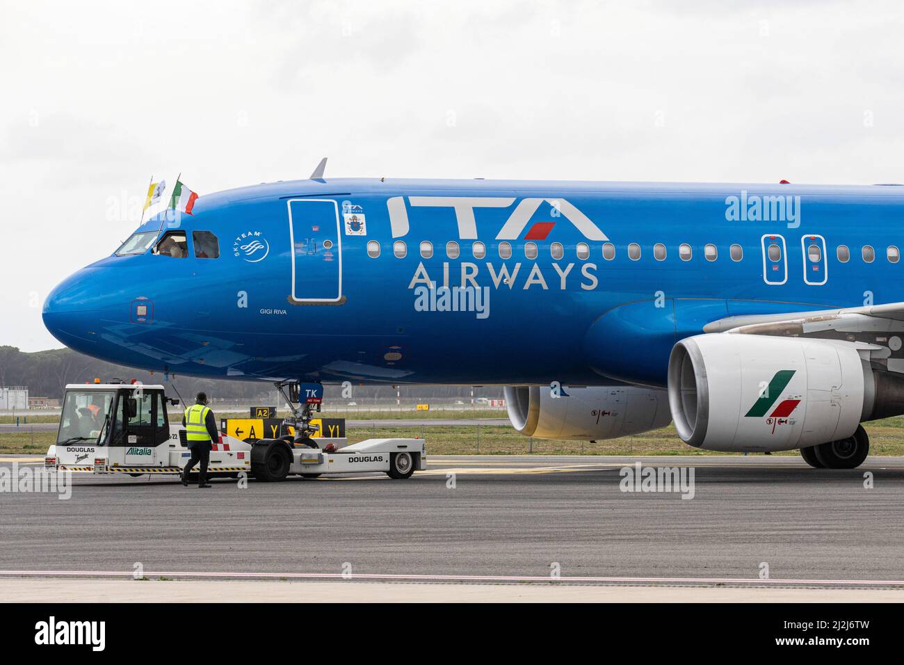 Rome, Italy. 02nd Apr, 2022. The Papal plane sports the official livery ...