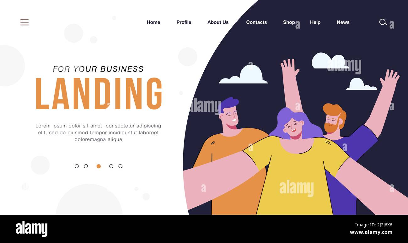 Smiling young friends taking selfie portrait on phone isolated flat ...