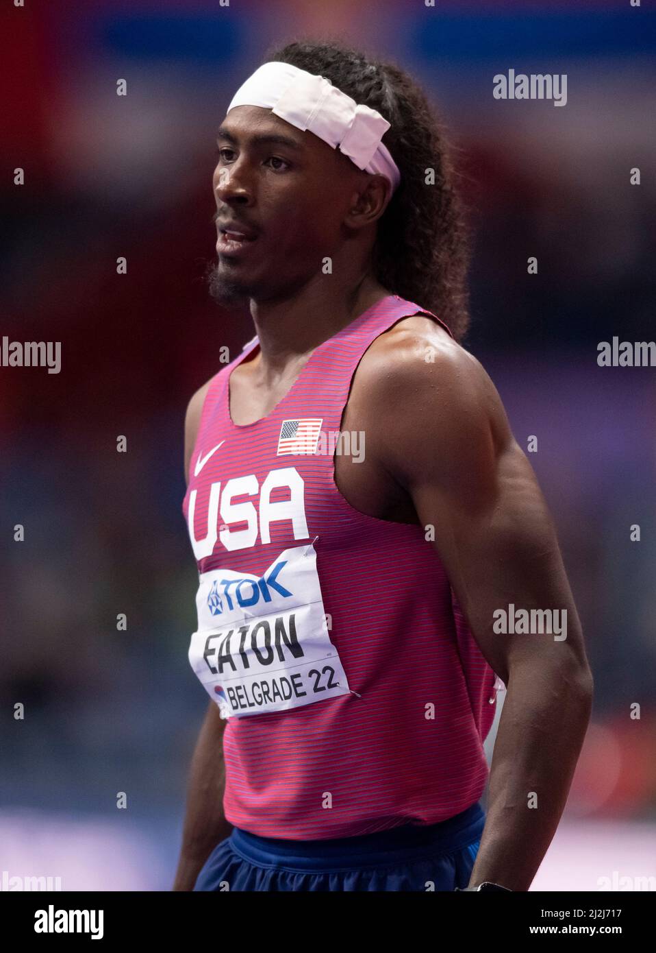 Jarret Eaton USA competing in the men’s 60m hurdles on Day Three of the ...