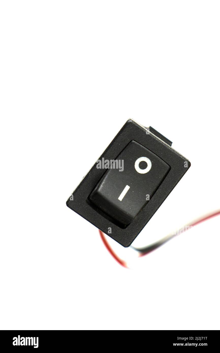 A top view of On button, turn on or turn off, control on white ...