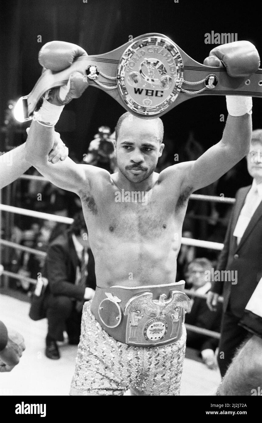 WBC and IBF, welterweight title fight between Lloyd Honeyghan and ...