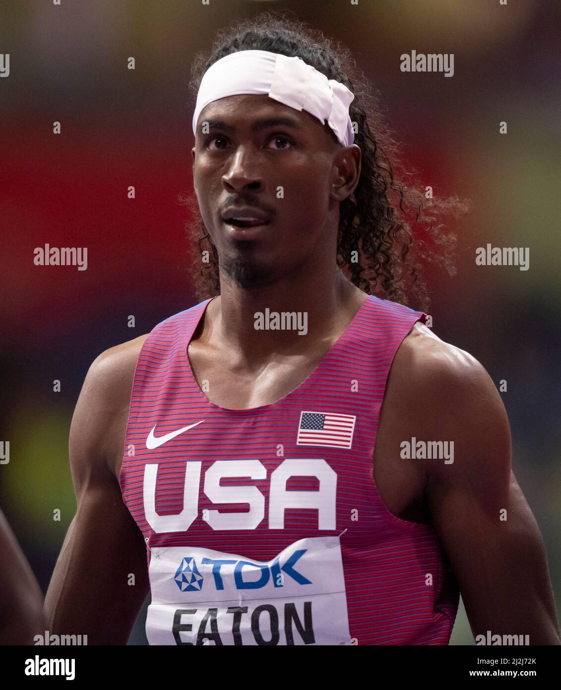 Jarret Eaton USA competing in the men’s 60m hurdles on Day Three of the ...