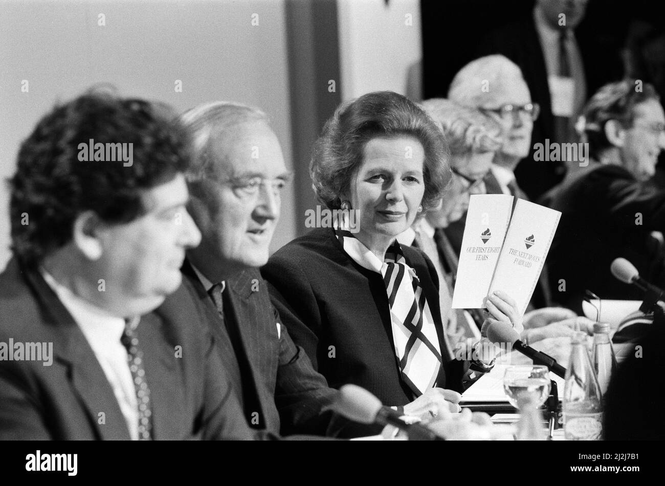 Prime Minister Margaret Thatcher unveils the Tory Party Manifesto for ...