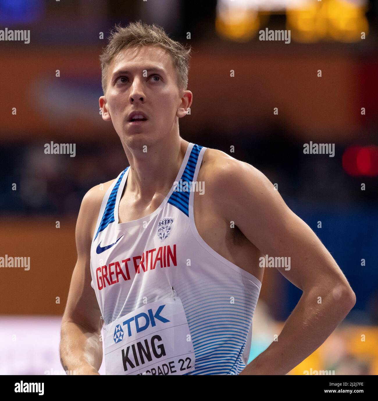 David King GB & NI competing in the men’s 60m hurdles on Day Three of ...