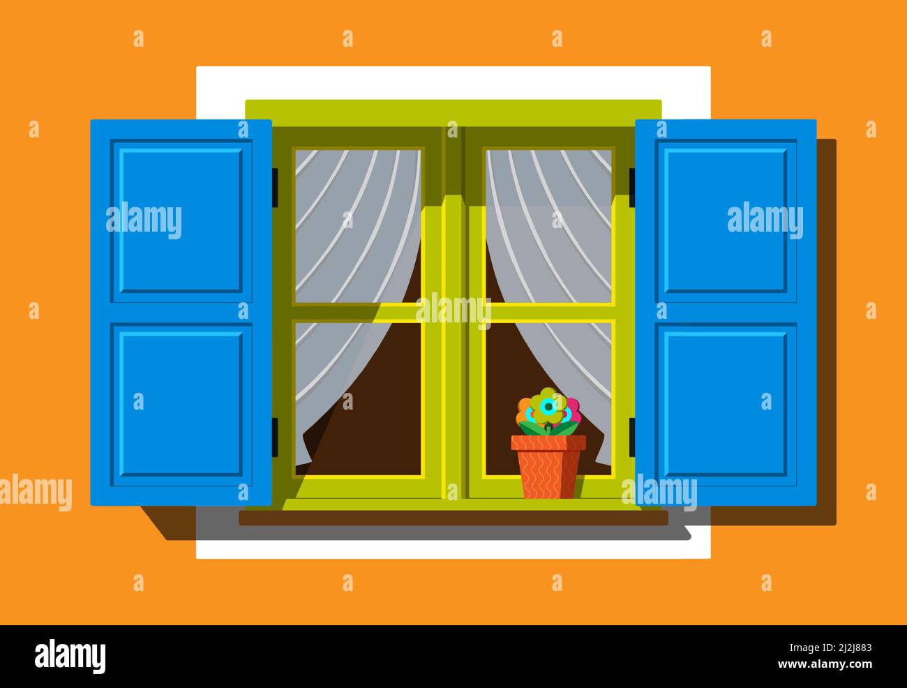 Old wooden shutter window Stock Vector Images - Alamy
